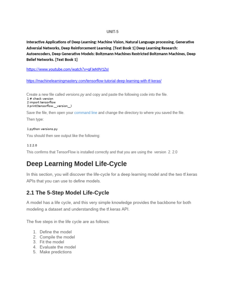 dl unit 5 | PDF | Machine Learning | Deep Learning