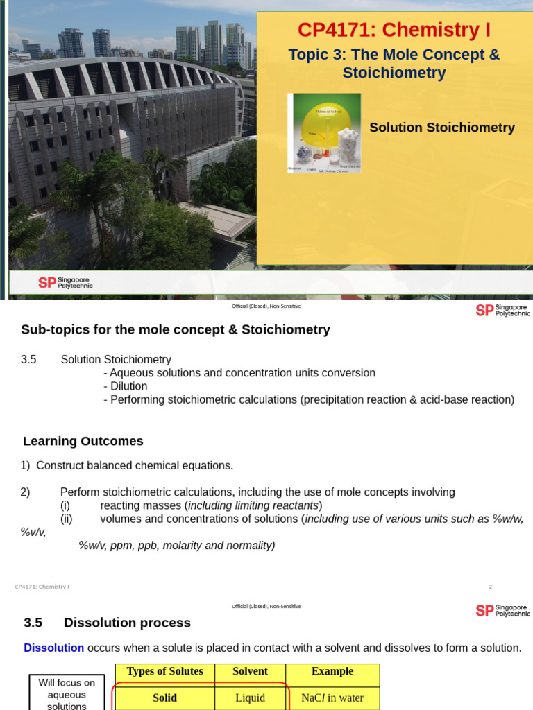 Chapter 3 - Solution Stoichiometry | PDF | Mass Concentration (Chemistry) | Stoichiometry