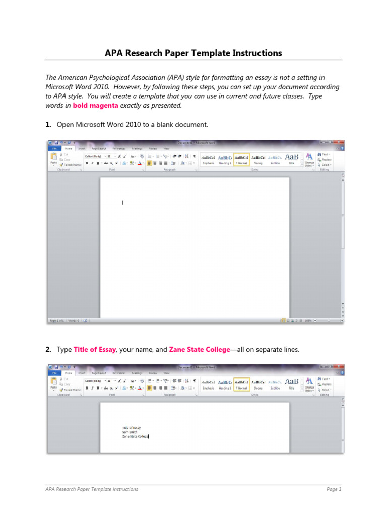 APA Research Paper Template Instructions | PDF | Apa Style | Citation