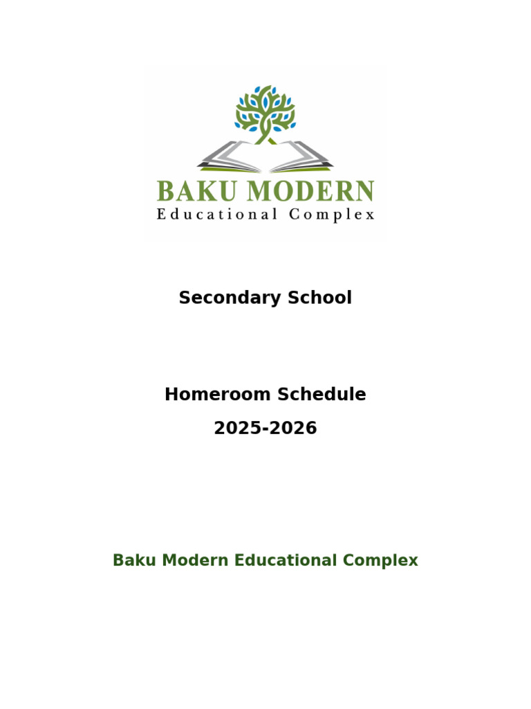 Homeroom Schedule 2025-26 | PDF