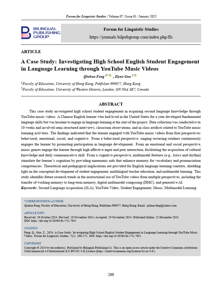 Investigating High School English Student Engagementin Language ...