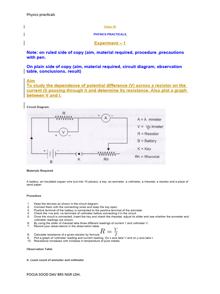 Class 10 Science Physics Practicals 1 | PDF | Mirror | Refraction