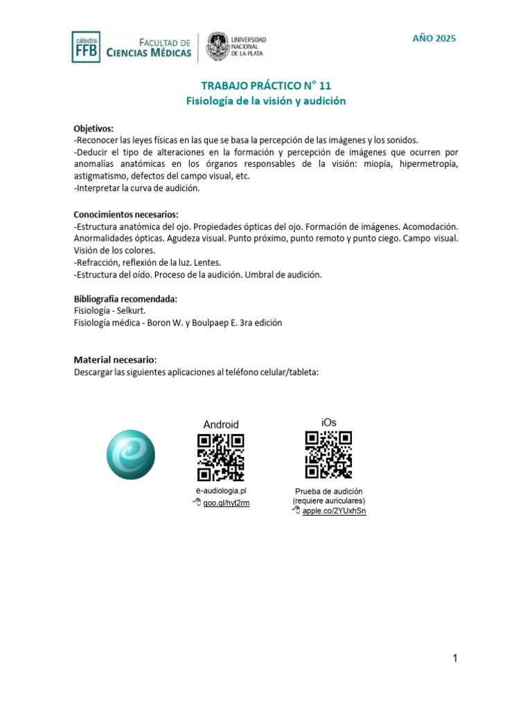 TP11 - Fisiología de la visión y audición 2025 | PDF | Ojo humano | Percepción visual