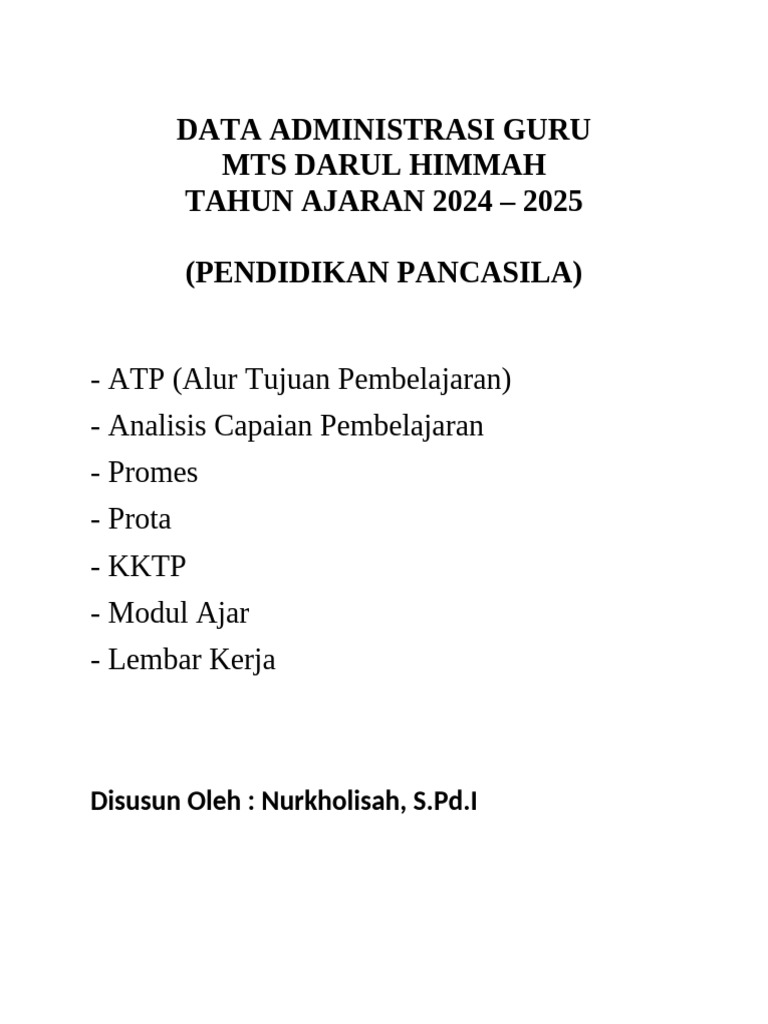 Data Administrasi Guru | PDF
