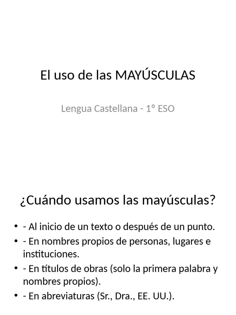 Uso Mayusculas 1ESO | PDF