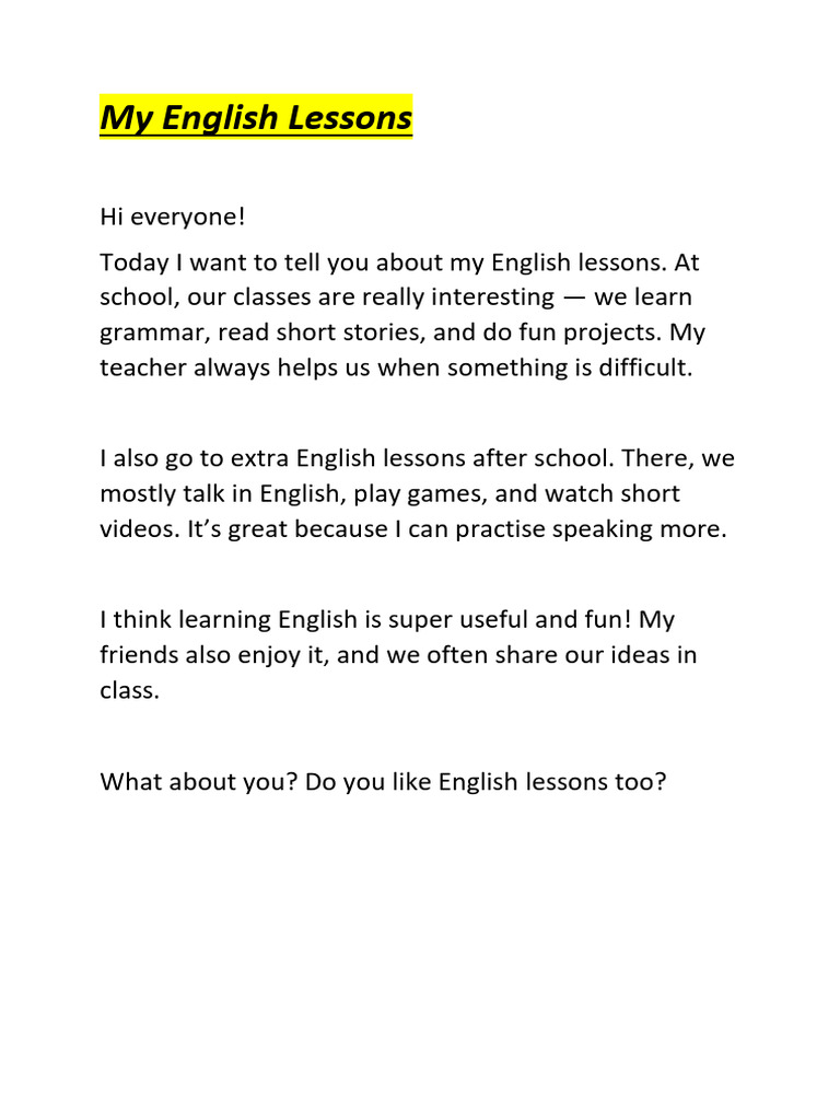 My English Lessons | PDF
