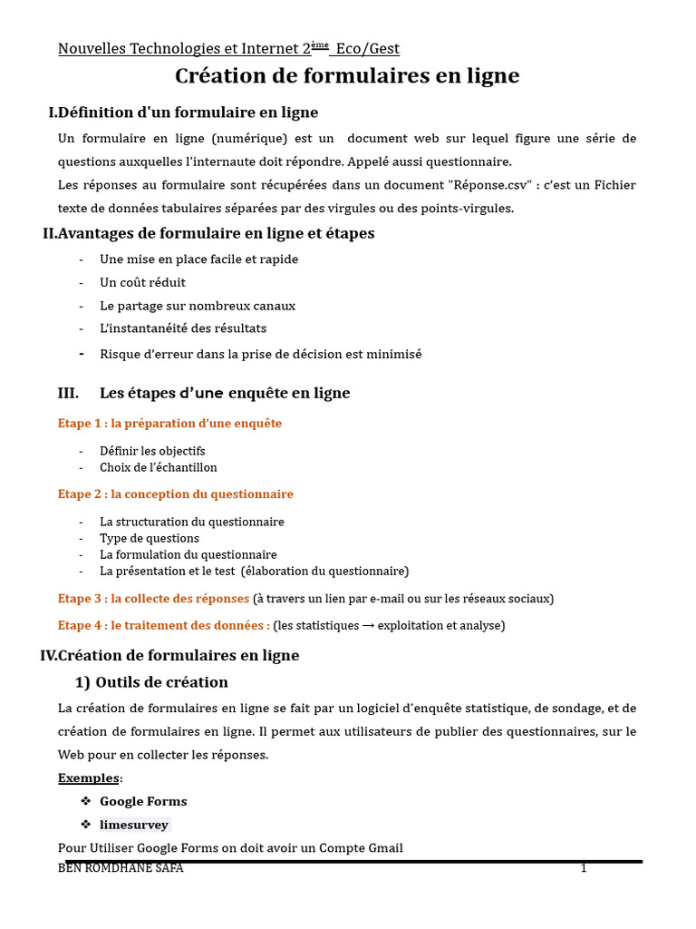 Création et avantages des formulaires en ligne | PDF | Technologies de ...