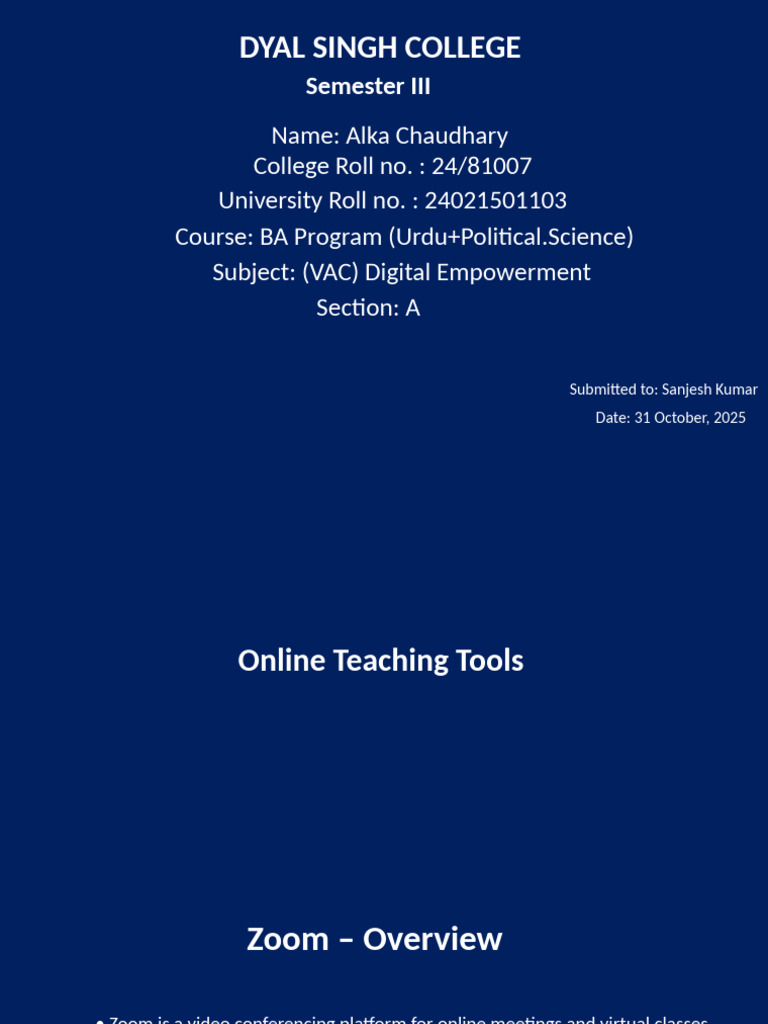 Online Teaching Tools Alka Chaudhary | PDF | Educational Technology ...
