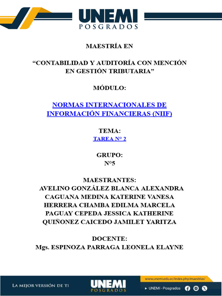 NIIF: Tarea de Contabilidad y Auditoría | PDF | normas internacionales ...