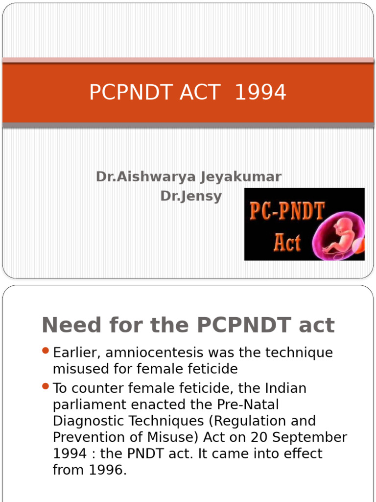 Pcpndt Act Aishwarya | PDF | Human Reproduction | Medical Specialties