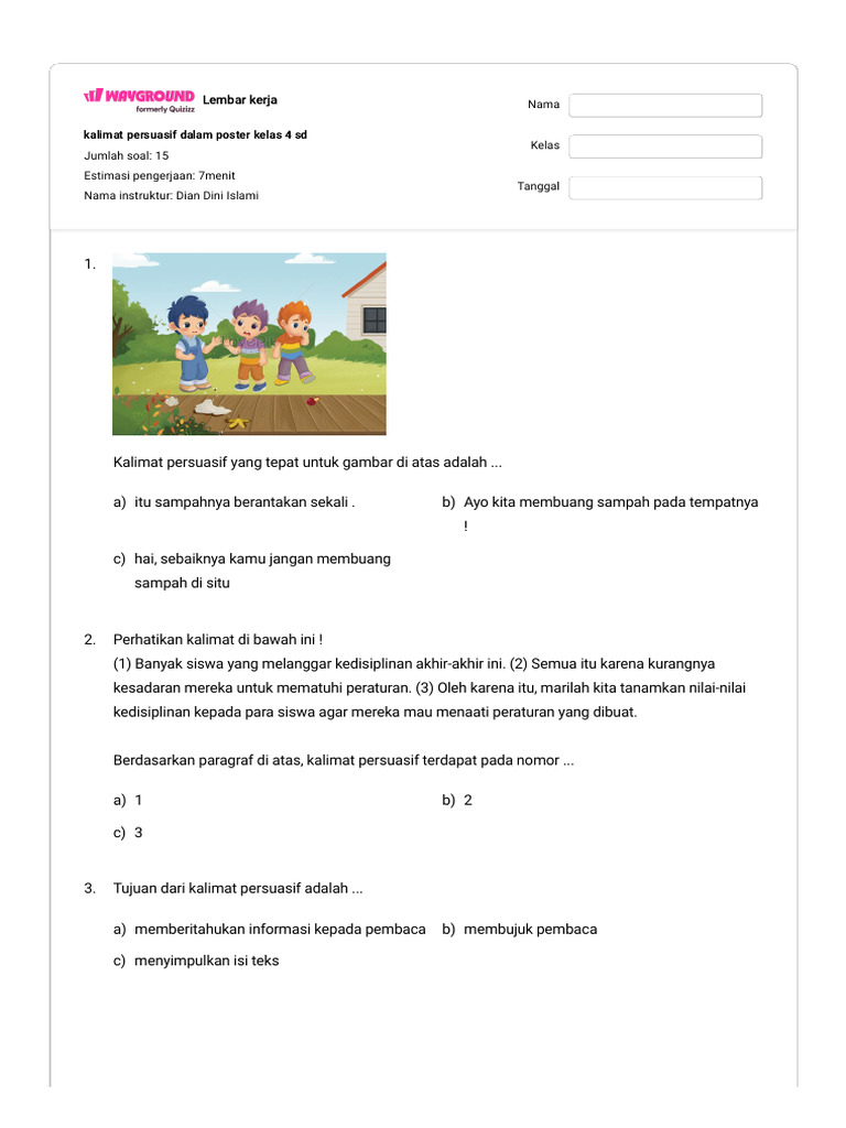 Kalimat Persuasif untuk Kelas 4 SD | PDF