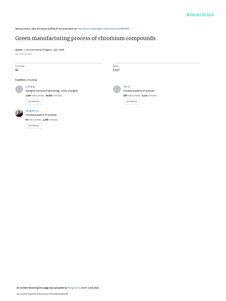 Green Process for Chromium Manufacturing | PDF | Chromium | Chemical ...