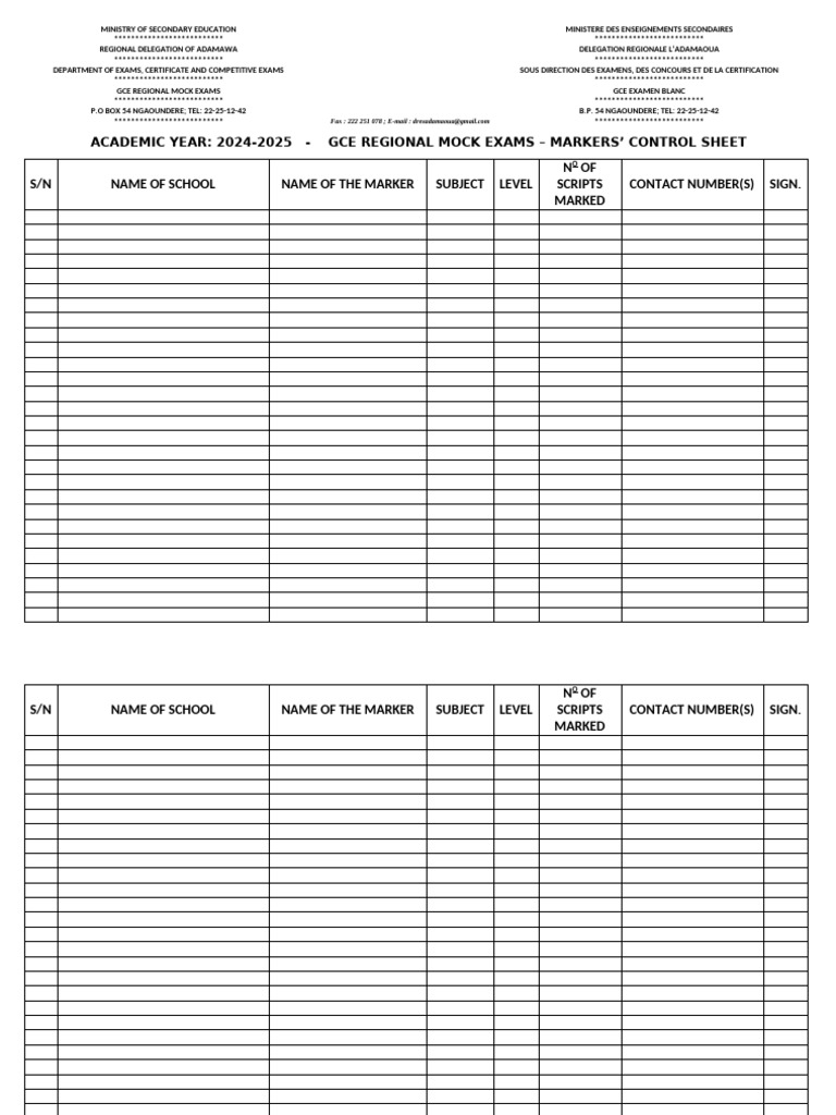Ad-Rm-Markers' Control Form | PDF | Student Assessment And Evaluation ...