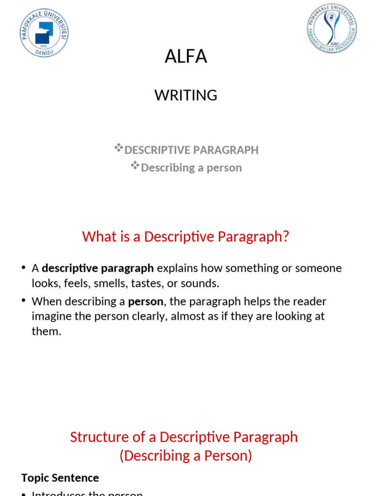 Descriptive Paragraph (Person) | PDF