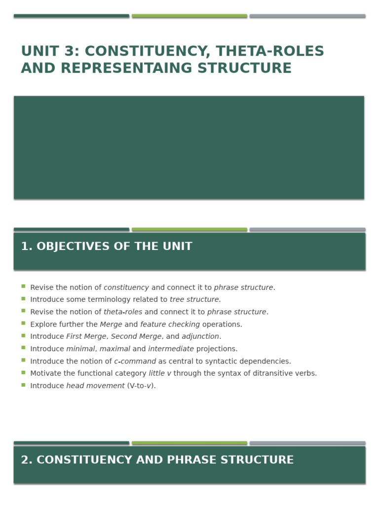 UNIT 3_Constituency and Theta_roles | PDF | Phrase | Syntax
