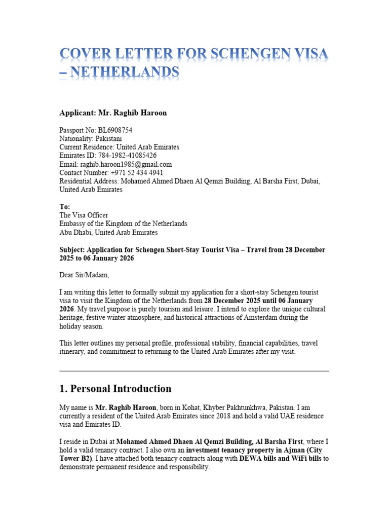 Cover Letter For Raghib Haroon New | PDF | United Arab Emirates ...