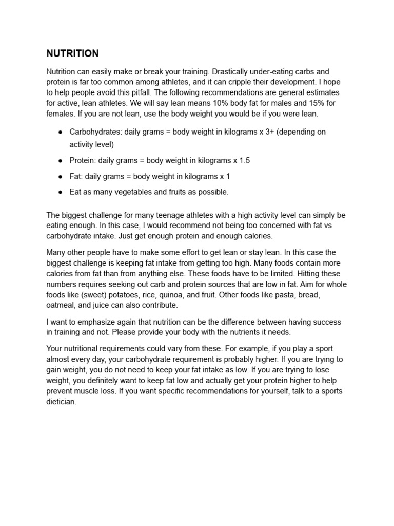 Essential Nutrition Guide for Athletes | PDF