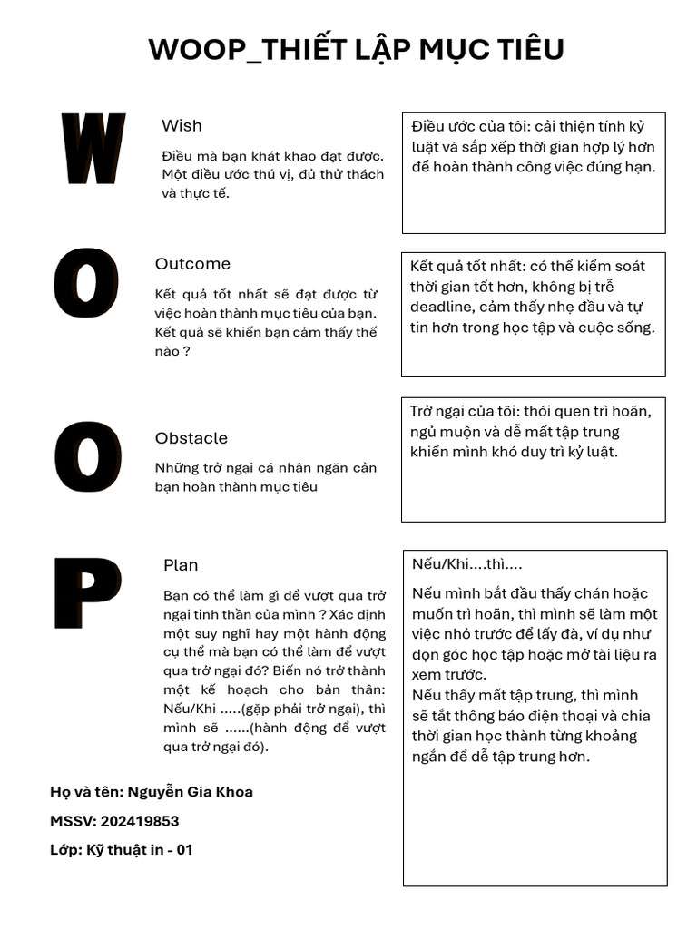 WOOP_TK Mục Tiêu Của Nguyễn Gia Khoa 202419853 | PDF