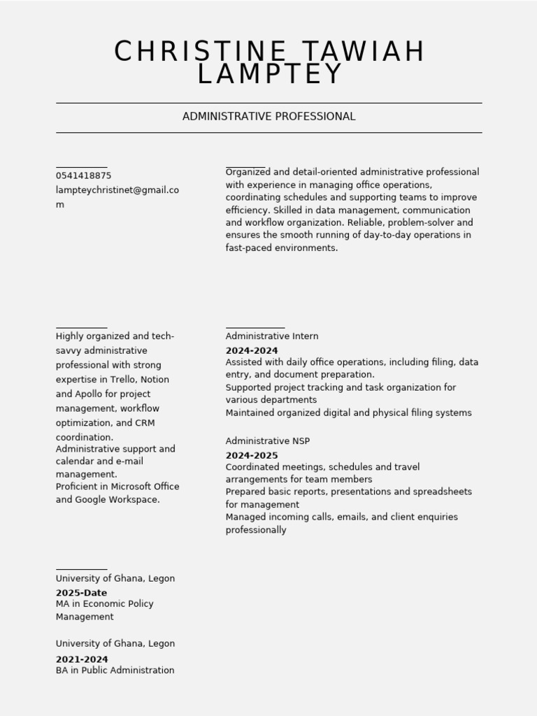 Administrative Professional Profile | PDF
