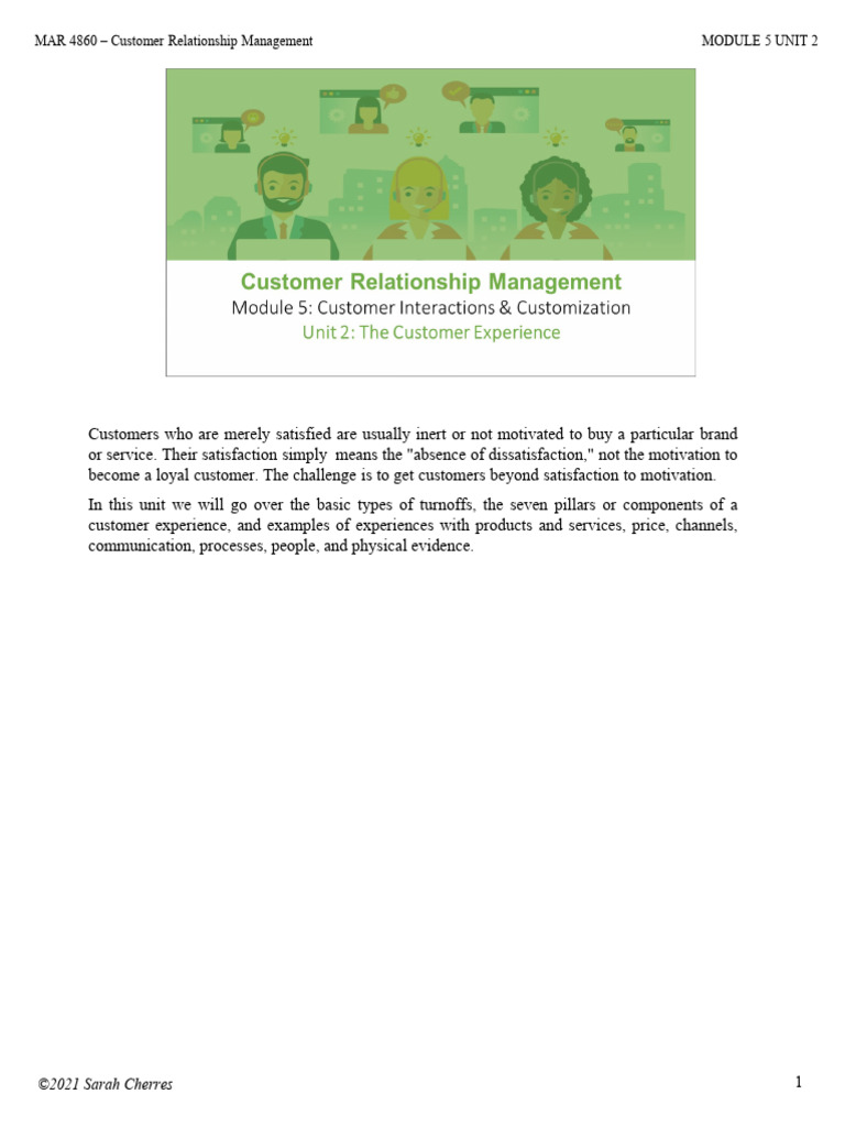 Module 5 Unit 2 Lecture Notes | PDF | Pricing | Customer Experience
