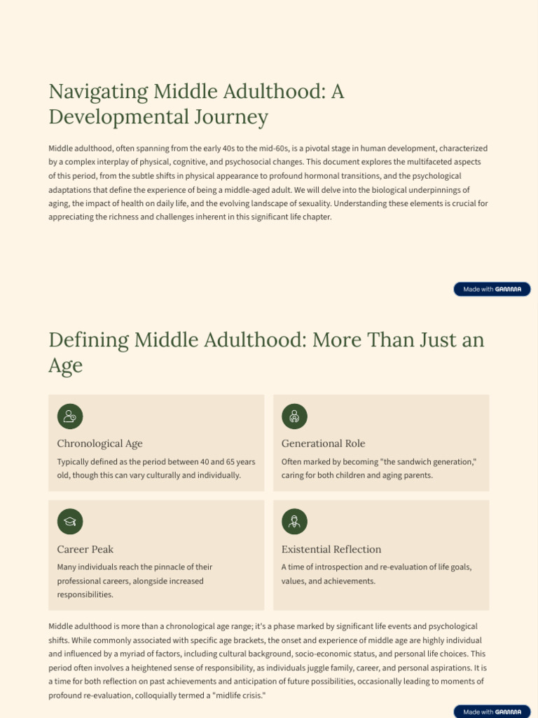 Navigating Middle Adulthood A Developmental Journey | PDF | Menopause ...