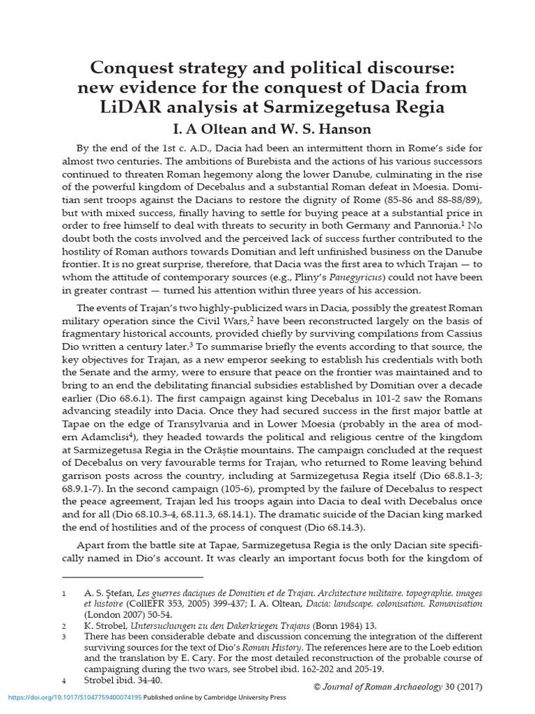 Conquest Strategy and Political Discourse New Evidence for the Conquest of Dacia From Lidar ...