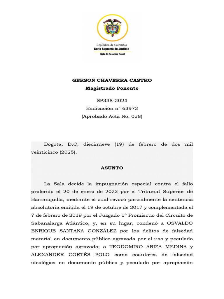 SP338-2025(63973) | PDF | Sentencia (ley) | Estatuto de limitaciones