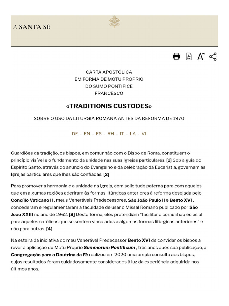 Lettera Apostolica in Forma Di “Motu Proprio” Di Papa Francesco ...
