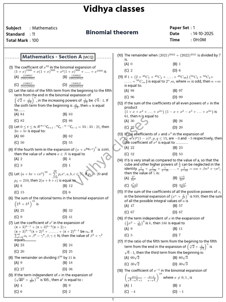 Binomial Theorem 948301 1 1760445440 | PDF | Number Theory ...