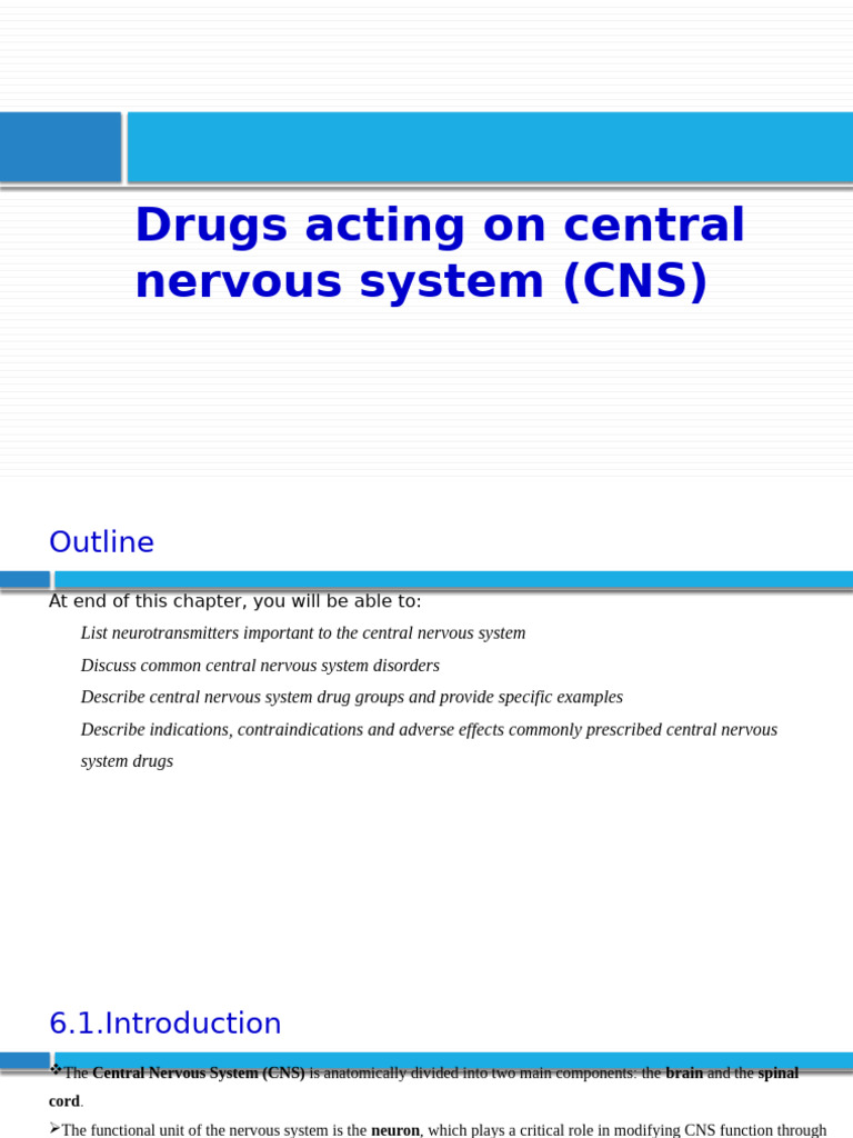 Pharmacology of Central Nervous System | PDF | Central Nervous System ...