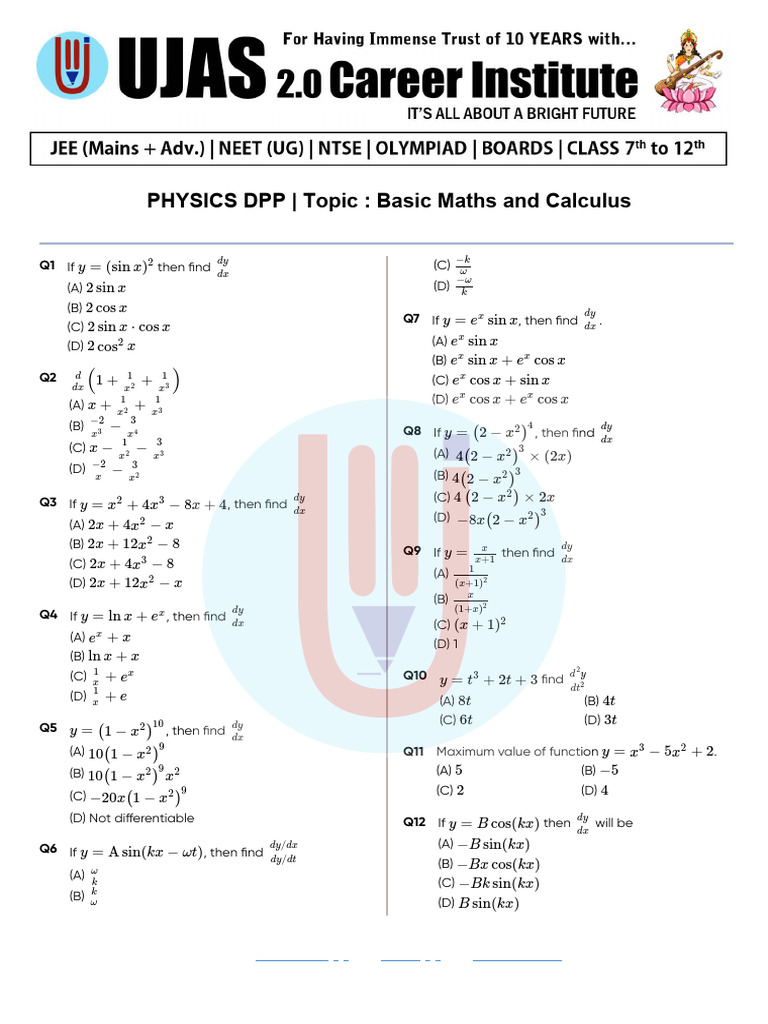 Basic Maths and Calculus DPP 2 | PDF
