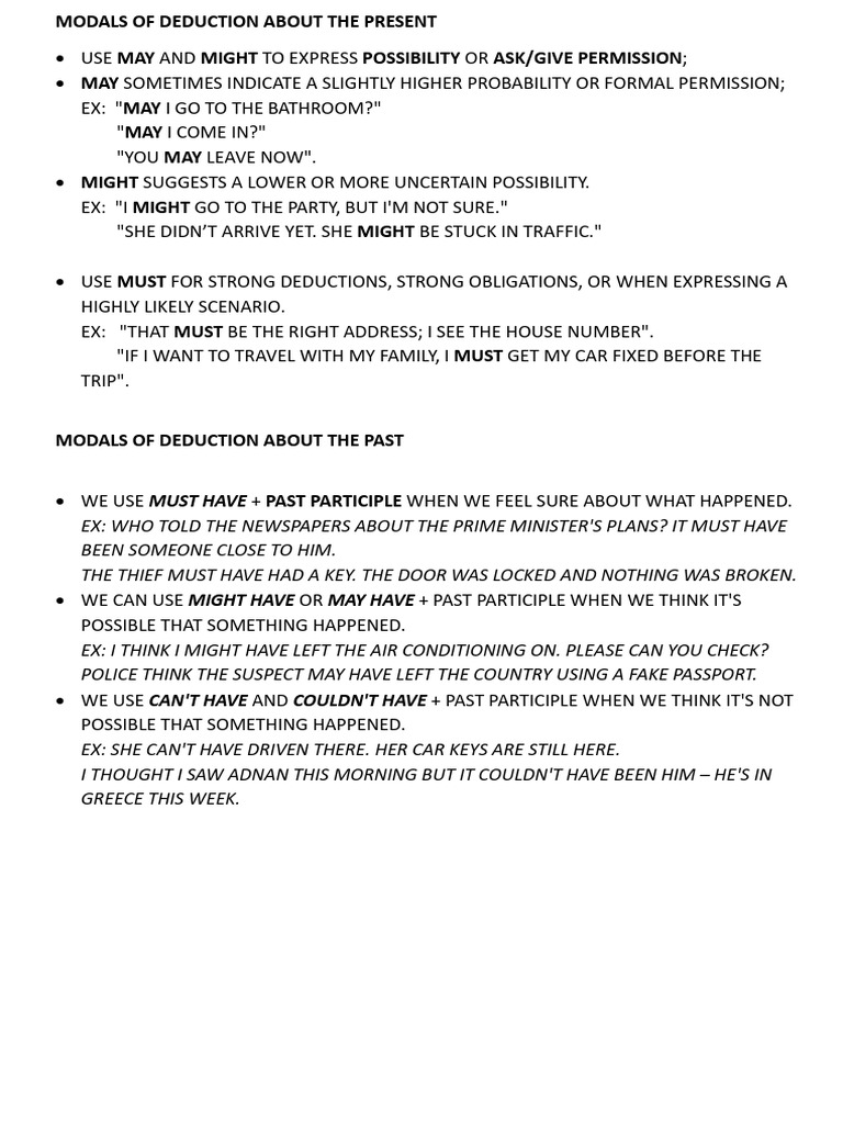 Modals of Deductions | PDF