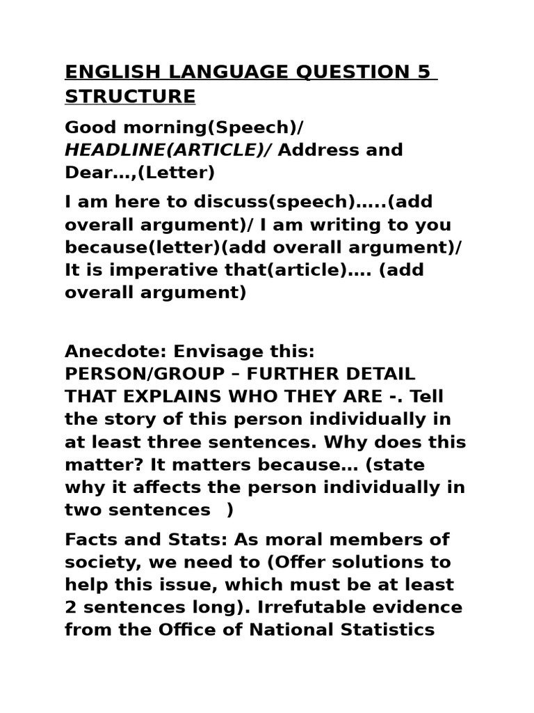 English Language Question 5 Structure | PDF