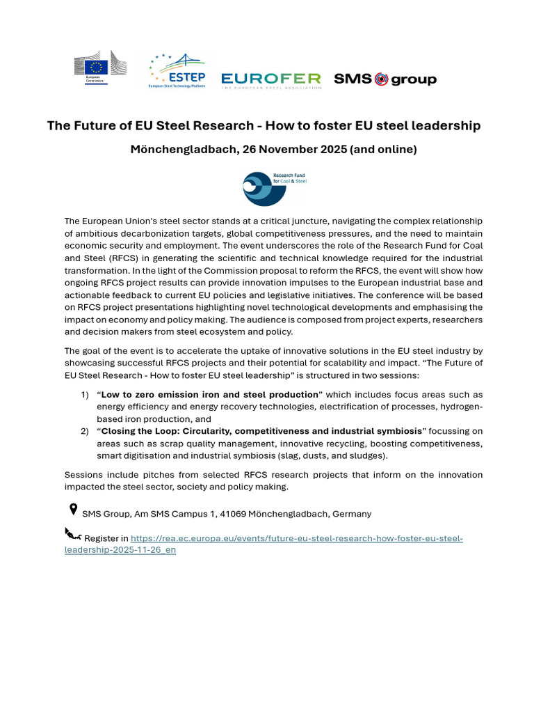 Draft Agenda - Future of EU Steel Research - v7 | PDF | European Union ...