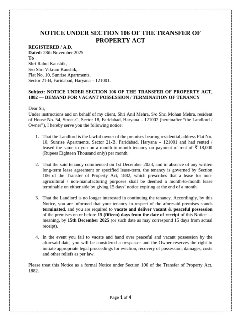 Notices | PDF | Lease | Landlord
