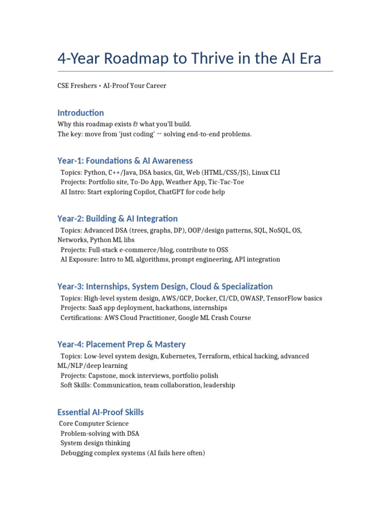 CSE 4 Year Roadmap | PDF | Artificial Intelligence | Intelligence (AI) & Semantics