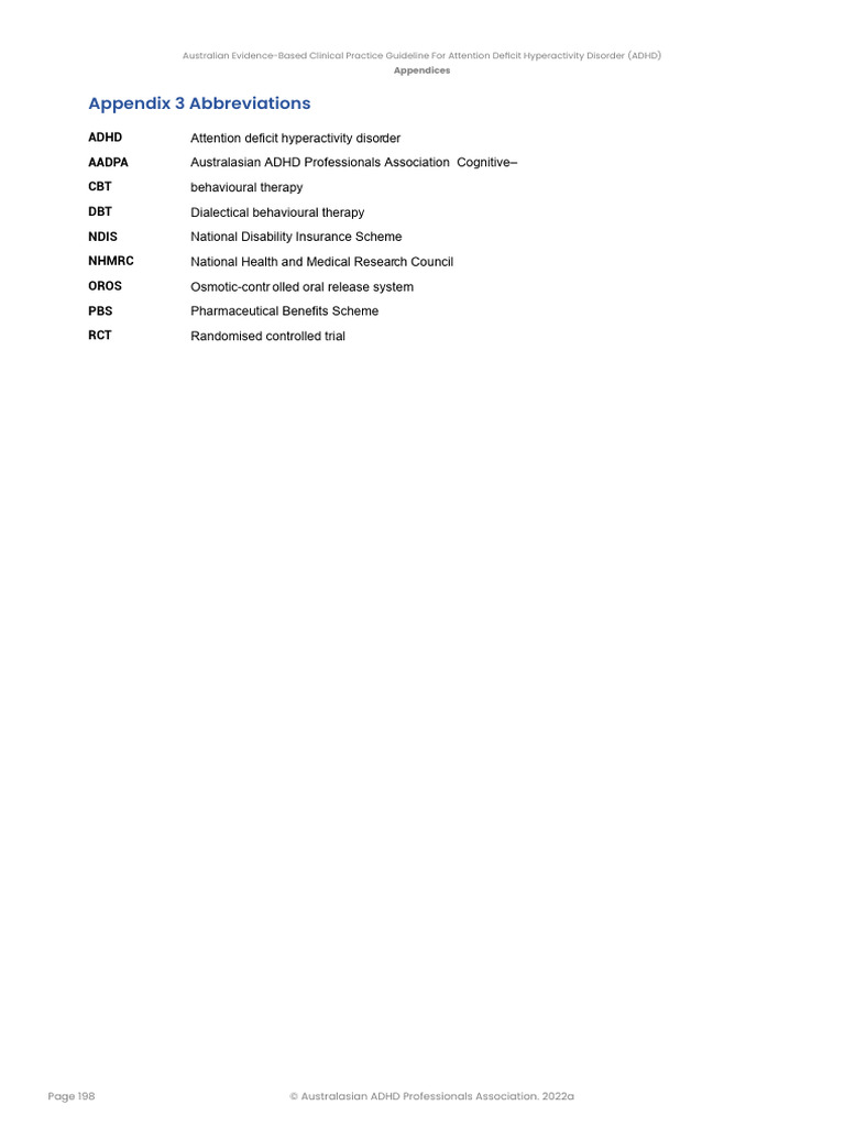 ADHD Clinical Practice Guidelines Australia | PDF