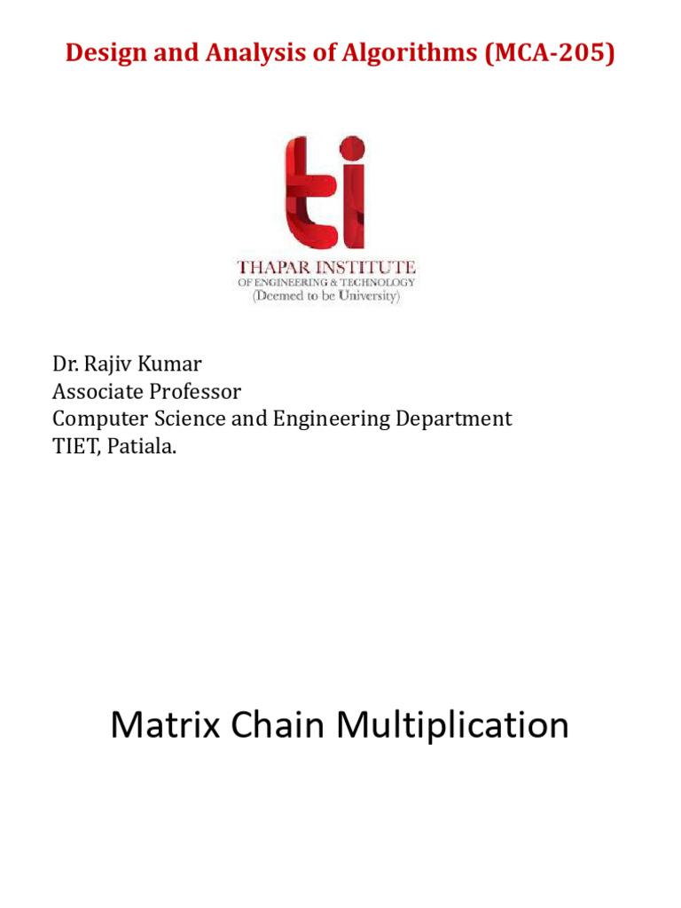 Lect 13 Matrix Chain Multiplication DAA | PDF