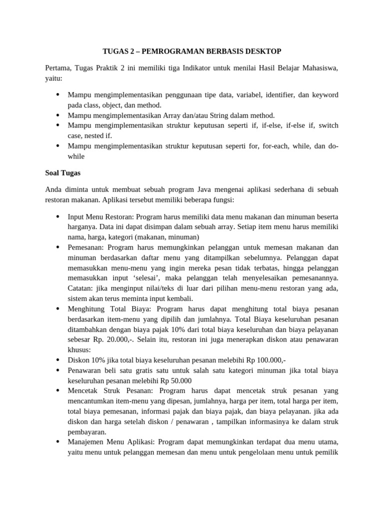 Tugas 2 Pemrograman Berbasis Desktop | PDF