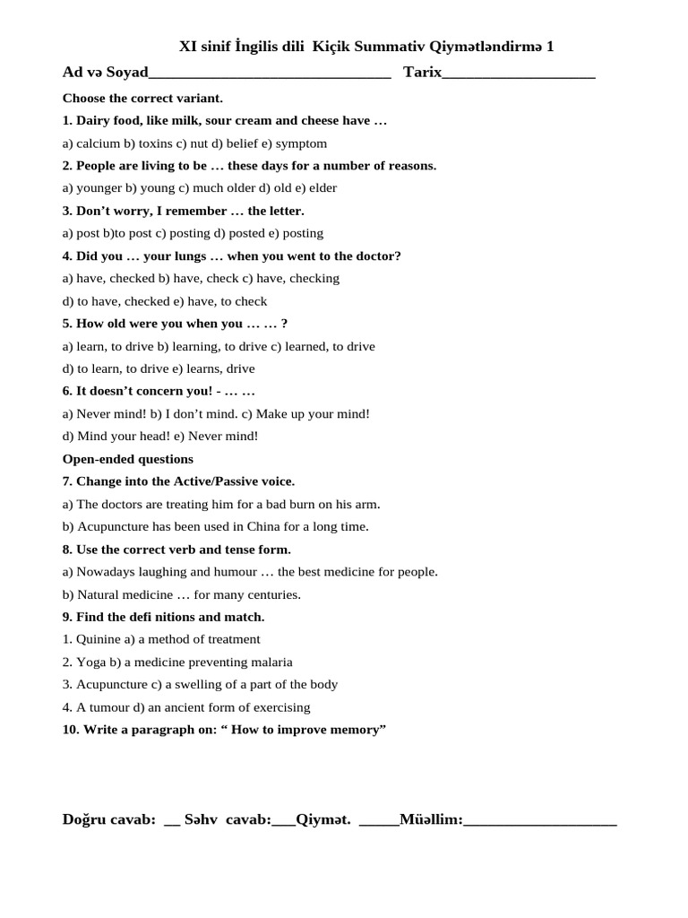 11 Sinif İngilis Dili KSQ -Ler | PDF