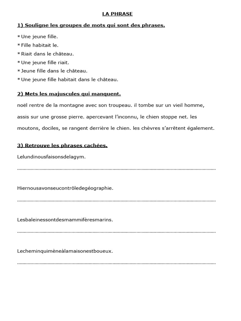 Correction des phrases et majuscules | PDF