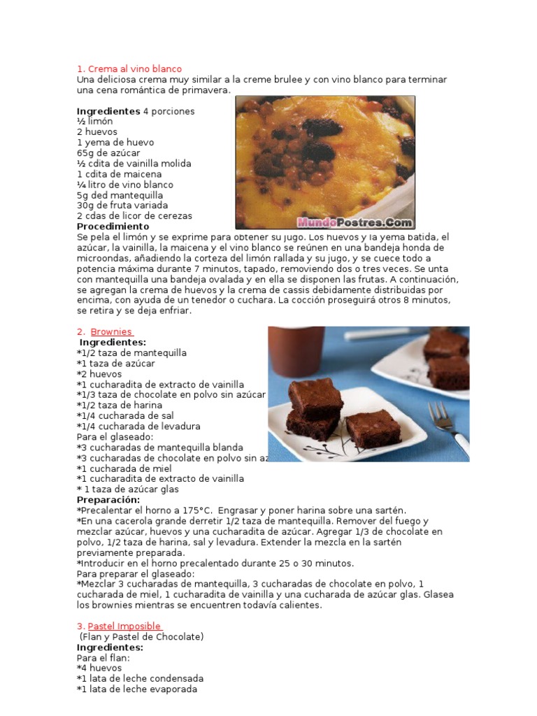 10 Recetas | PDF | Postres | Chocolate