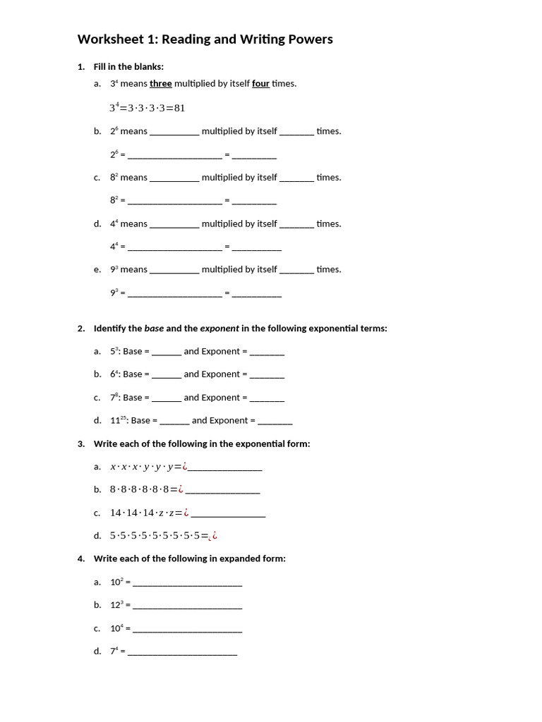 Reading and Writing Powers Worksheet | PDF