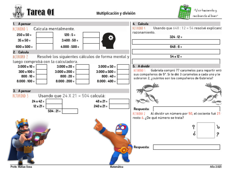 03 - Marzo - 07-03-25 - Multiplicación y división | PDF