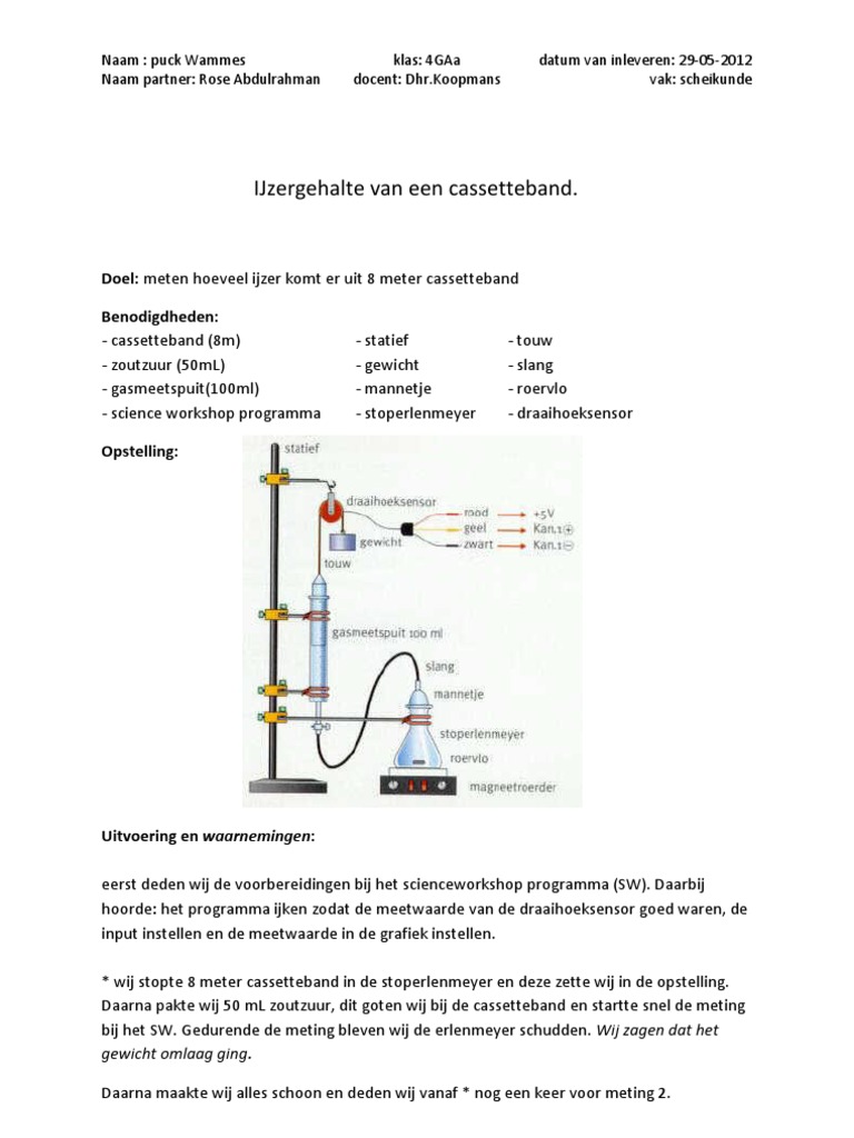 Scheikunde Verslag Cassette Band | PDF