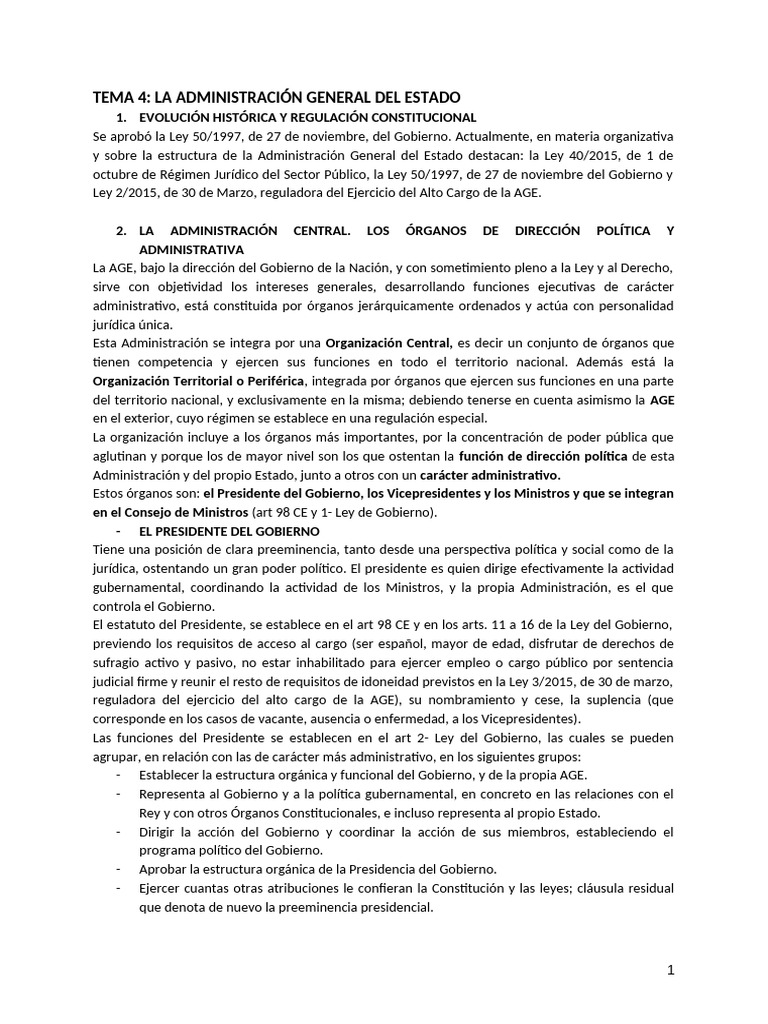 Estructura y Funciones de la AGE | PDF | Ministerio (Departamento de ...