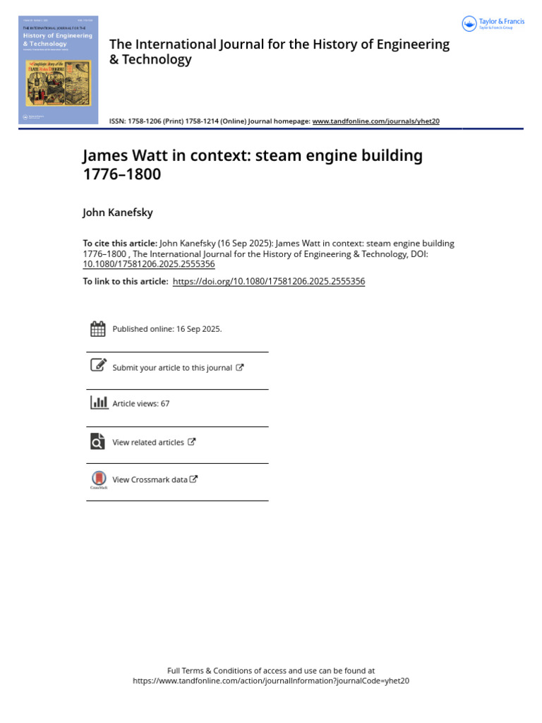 James Watt in Context Steam Engine Building 1776 1800 | PDF ...