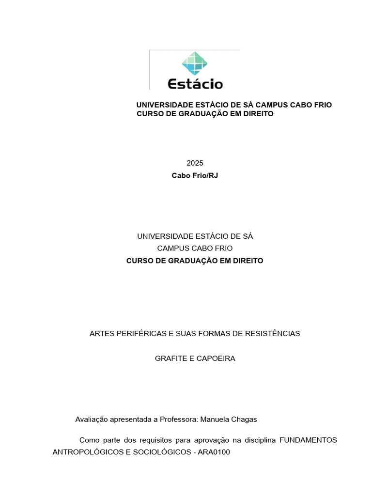 Artes Periféricas: Grafite e Capoeira | PDF | Sociologia | Educação em ...