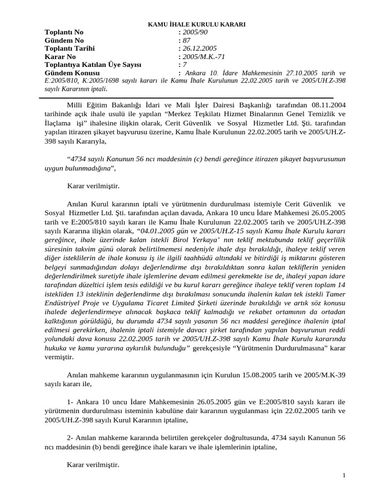 Mk71-MEB, Cerit, 2005-Uhz-398 İptal | PDF