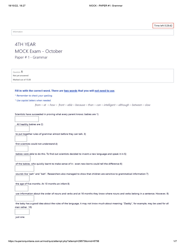 MOCK - PAPER #1 - Grammar Lolololololololol | PDF | Word | Question